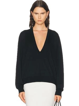 EAVES Devyn V Neck Sweater - Black