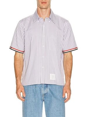Thom Browne Straight Fit Wide University Shirt - Medium Grey