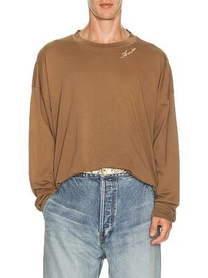 Amiri Script Long Sleeve Tee - Coffee