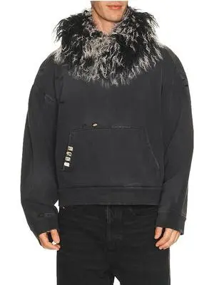 STRIKE OIL Thrashed Sweatshirt With Detachable Hood In . Also - Black