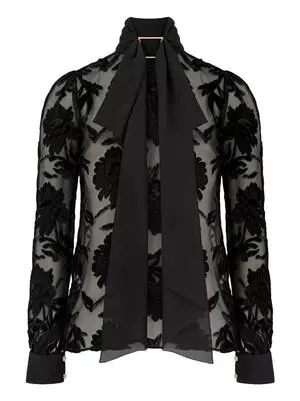 Redemption Devoré Pussy-bow Blouse - Black