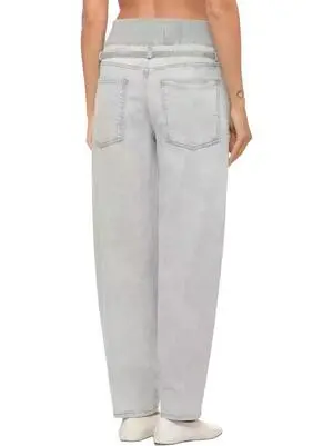 PANICALE Ribbed-waistband Belted Jeans - Grey