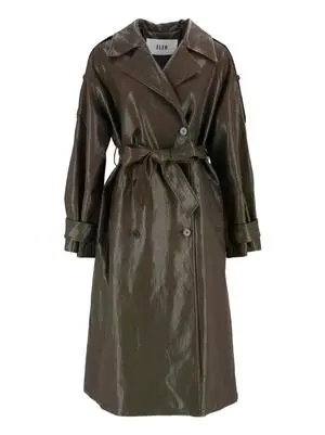 ELEH Belted Double-breasted Trench Coat - Brown