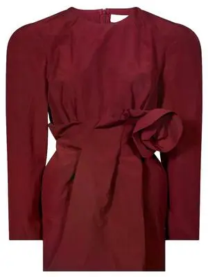 Magda Butrym Floral-applique Long-sleeve Mini Dress - Red