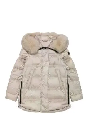 Peuterey Fur-trim Quilted Coat - Neutrals