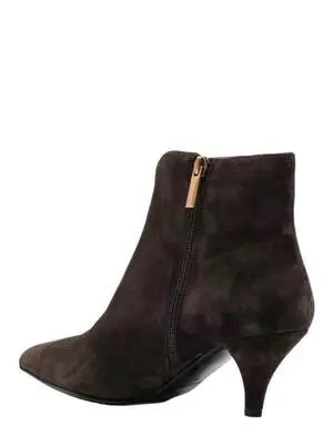 BRUNO PREMI Suede Pointed-toe Ankle Boots - Brown
