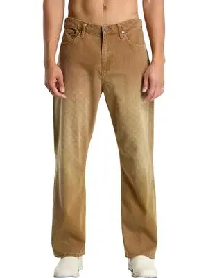 DAILY PAPER Amba Faded Monogram Straight-leg Jeans - Neutrals