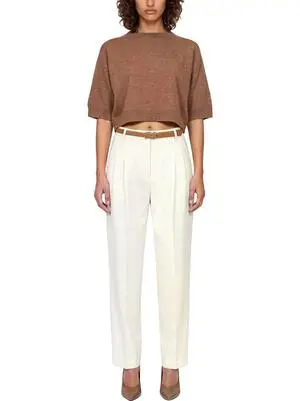 GOTHA Cropped Short-sleeve Sweater - Brown