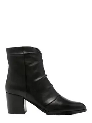 BRUNO PREMI Ruched-leather Ankle Boots - Black