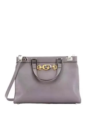 Gucci Zumi Top Handle Bag Leather Medium Satchel - Grey