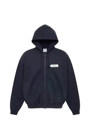 Vetements Logo-patch Zip-up Hoodie - Black