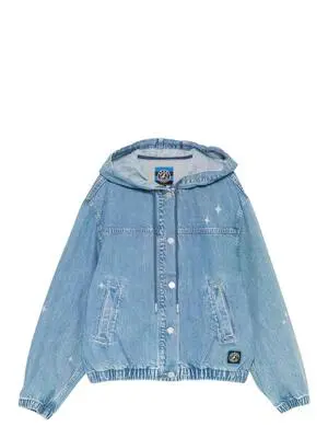 AGNES B. Hooded Denim Jacket - Blue