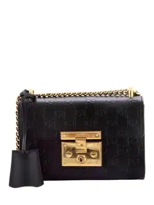 Gucci Padlock Shoulder Bag Guccissima Leather Small Crossbody Bag - Black