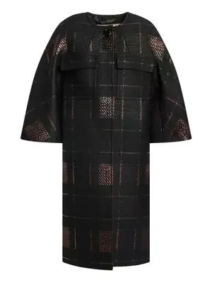 Max Mara Checked Single-breasted Coat - Black