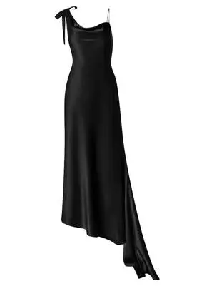 IL VOLO Asymmetric Bow-detail Maxi Dress - Black