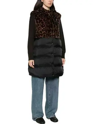 Liu Jo Leopard-print Panel Quilted Gilet - Black