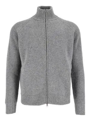 L.B.M. 1911 Ribbed-knit Zip-up Cardigan Grey