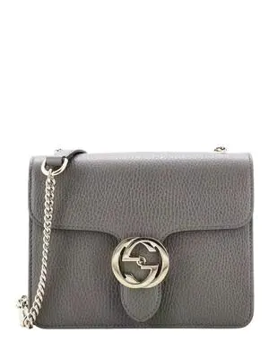 Gucci Interlocking Leather Small Shoulder Bag - Grey