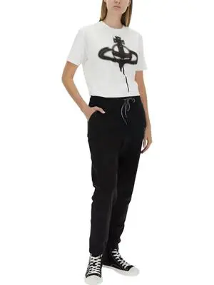 VIVIENNE WESTWOOD Spray Orb-print Cotton Track Pants - Black