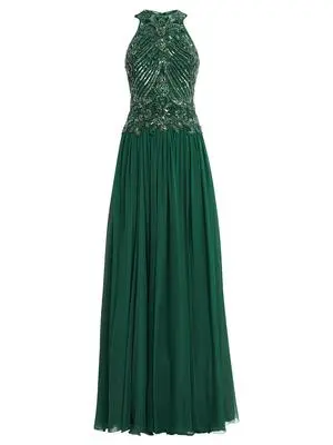 Zuhair Murad Silk Embellished Sleeveless Gown - Green
