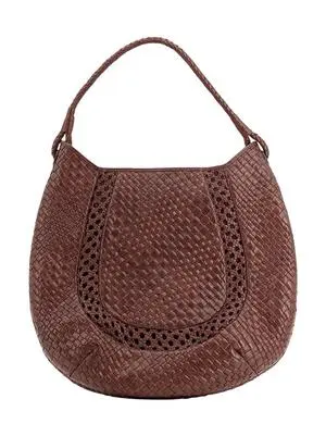 IBELIV Lamia Vegetable-tanned Leather Shoulder Bag With A Woven Pattern Brown