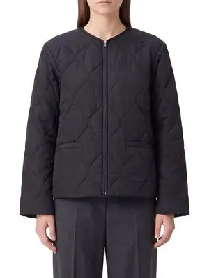 JIL SANDER Quilted Short Puffer Jacket In Polyester With Crew Neck - Black