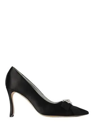 Manolo Blahnik Apius Satin Pumps With Jewel Buckle And High Heel - Black