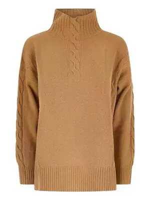KANGRA Cable-knit High-neck Sweater - Brown