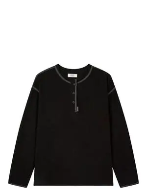 STUDIO TOMBOY Henley-neck T-shirt - Black