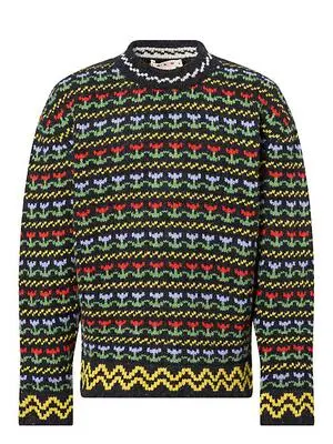 Marni Fairisle Flowers Print Wool Knit Jumper - Multi