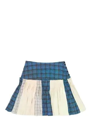 STORY MFG. Check Pleated Mini Skirt - Blue