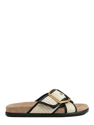 Sam Edelman Buckle Raffia Sandals - Neutrals