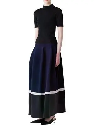 CFCL Colour-block Pleated Maxi Skirt - Blue