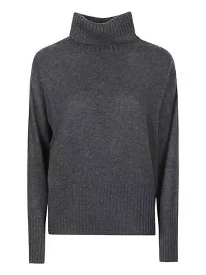 ARAGONA Roll-neck Cashmere Sweater - Grey
