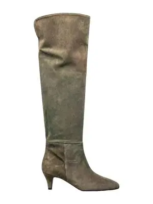 POCHE PARIS Suede Over-the-knee Boots - Neutrals