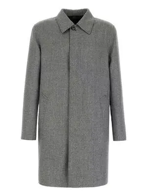 Brioni Melange Concealed-fastening Coat - Grey