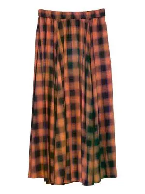 Aspesi Checked Flared Midi Skirt - Orange