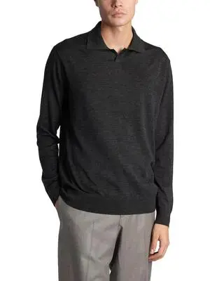 BALLANTYNE Long-sleeve Polo Collar Sweater - Grey