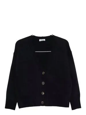 BASE MILANO V-neck Wool Cardigan - Blue