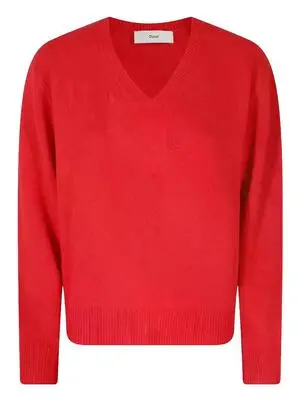 DUNST V-neck Knitted Sweater - Red