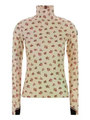 Moncler Floral-print High-neck Base Layer - Neutrals
