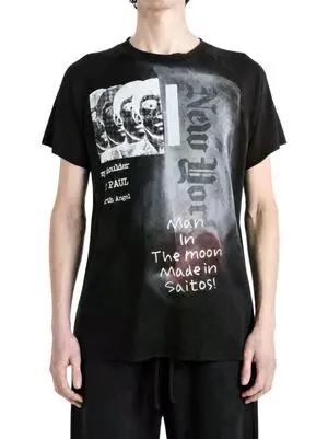 SAITOS Graphic-print Raglan-sleeve T-shirt - Black