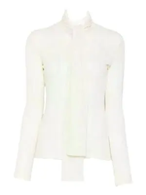 TOTEME Ribbed Bow Blouse - Neutrals