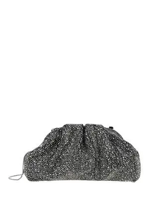 TWENTY FOURHAITCH Mirach Crystal-embellished Ruched Clutch Bag - Silver