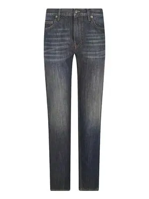Burberry Logo-patch Straight-leg Jeans - Blue