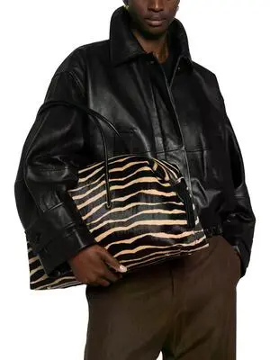 DEMELLIER Stockholm Zebra-print Haircalf Shoulder Bag - Black