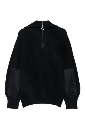 SEMICOUTURE Ribbed-knit Half-zip Sweater - Blue