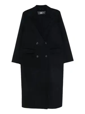LUISA CERANO Double-breasted Notched-lapels Coat - Black