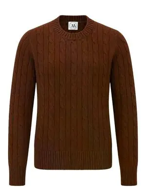 ANDRÈ MAURICE Cable-knit Crew-neck Sweater - Brown