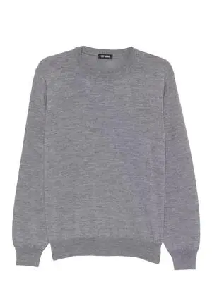 CENERE GB Crew-neck Ribbed-trim Sweater - Grey